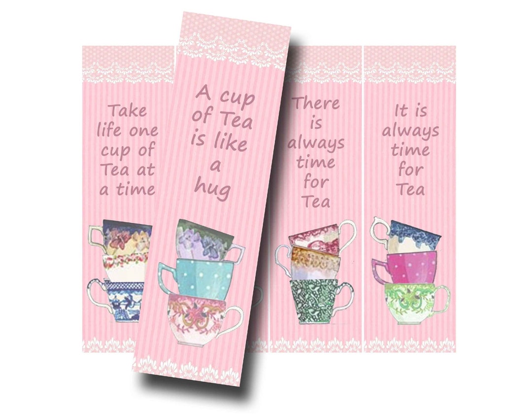 Pink Tea Cup Bookmarks Digitaltea Party Favors, Tea Party Gift, Mothers ...
