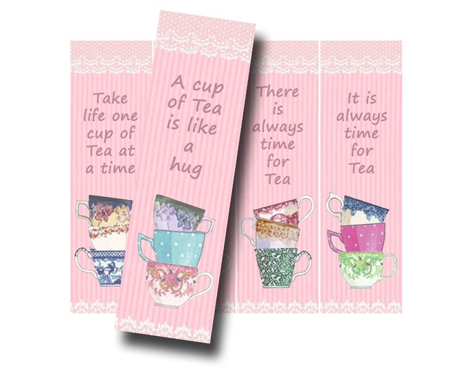 Pink Tea Cup Bookmarks Digitaltea Party Favors Tea Party - Etsy