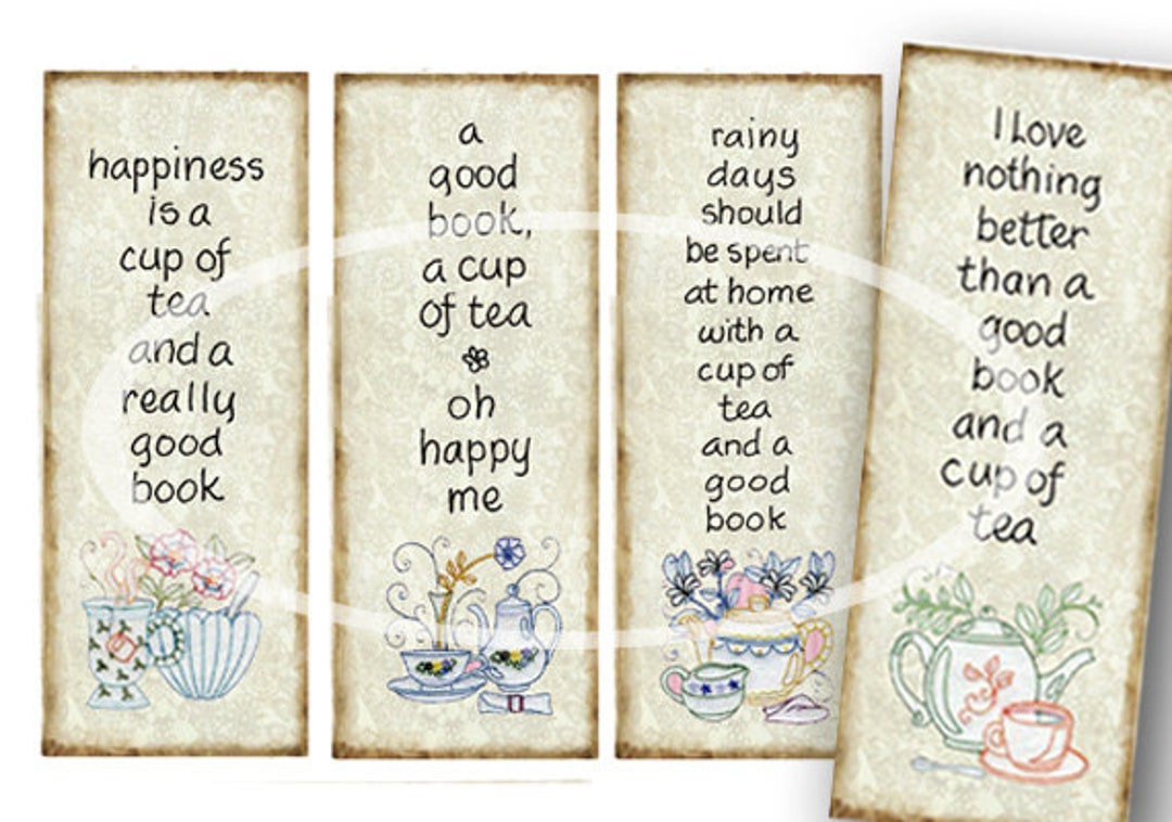 Tea Party Bookmark, Tea Party Favor, Printable Bookmarks, Gift Tags ...