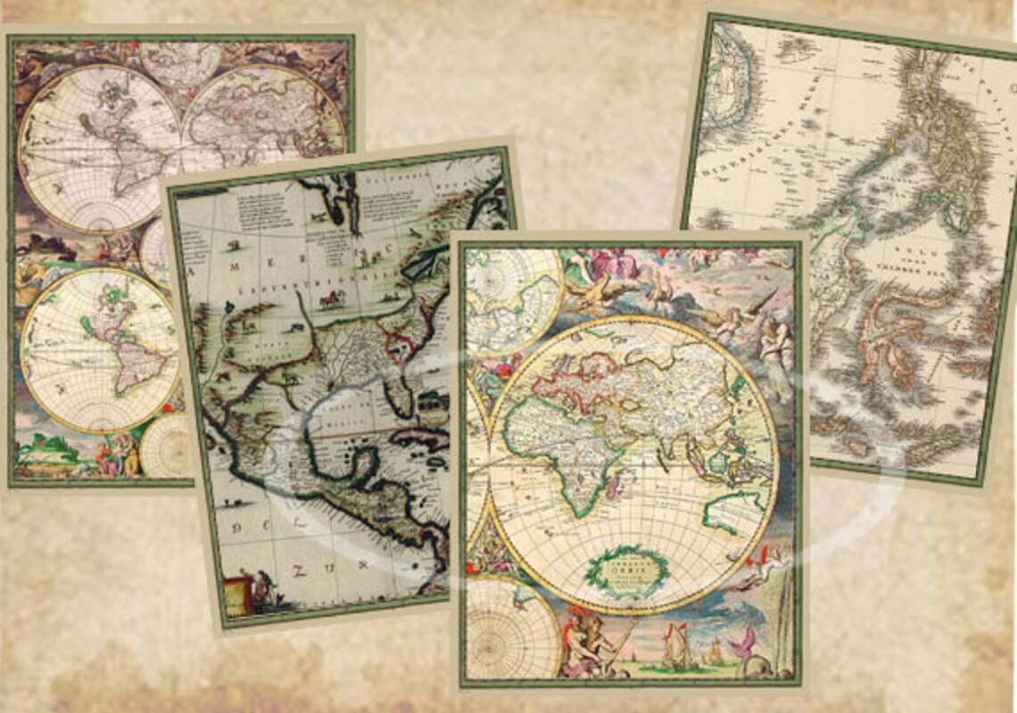 Olde Maps Vintage Maps Old World Maps Digital Antique Maps | Etsy