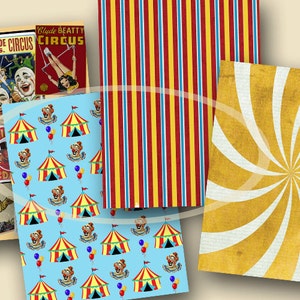Circus Paper Pack, Digital Scrapbook Clip-art, Instant Download ...