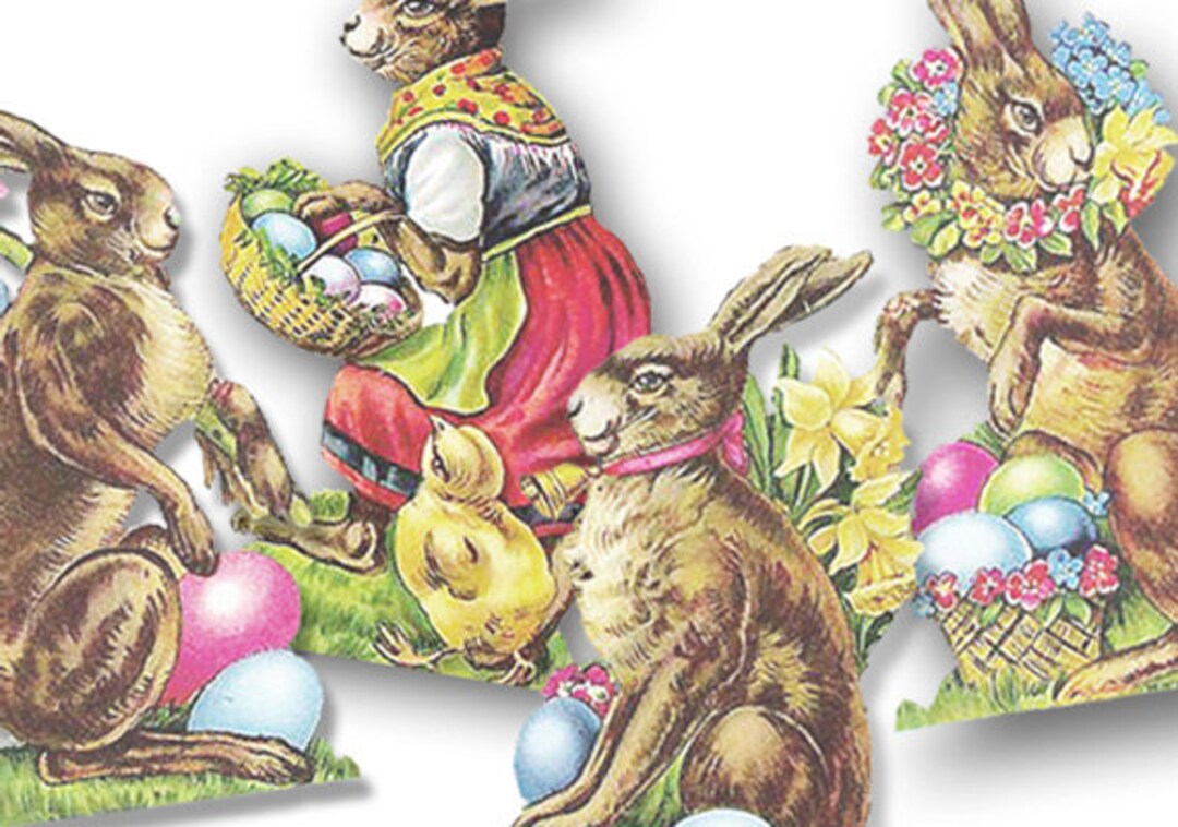 Easter Rabbit Clip-art, Digital Download Eggs, Rabbits Collage, Easter ...