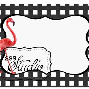 Flamingo Name Tags, Digital Flamingo Labels, Printable Name Tags, Black ...