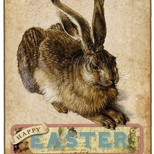 Easter Rabbit Gift Tags Digital French Rabbits Vintage Easter Digital ...