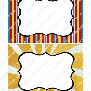 Circus Tent Cards, Printable, Editable Placecards, Carnival Signs ...
