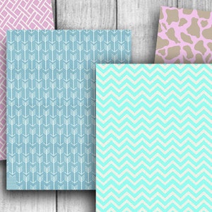 Cowgirl Paper Digital Scrapbook Paper, Pink Bandanna, Country Western ...