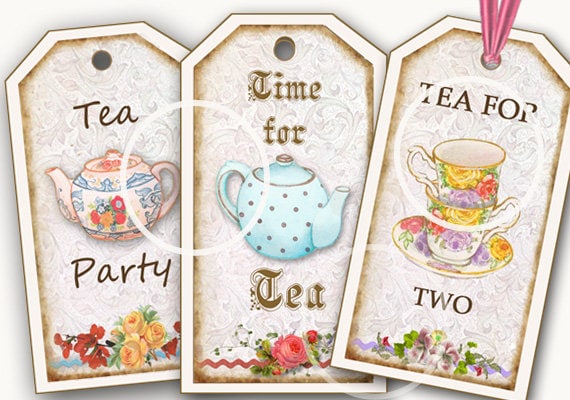 Tea Party Favors Digital Download Tea Tags Bookmarks | Etsy