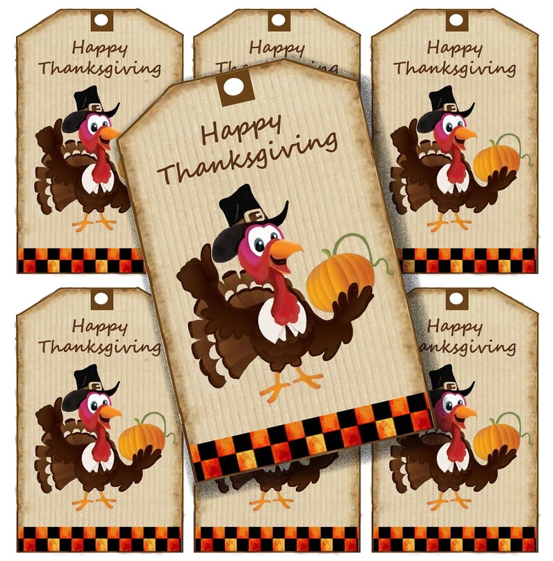 Thanksgiving Gift Tags Digital Turkey Tag Printable Tags - Etsy