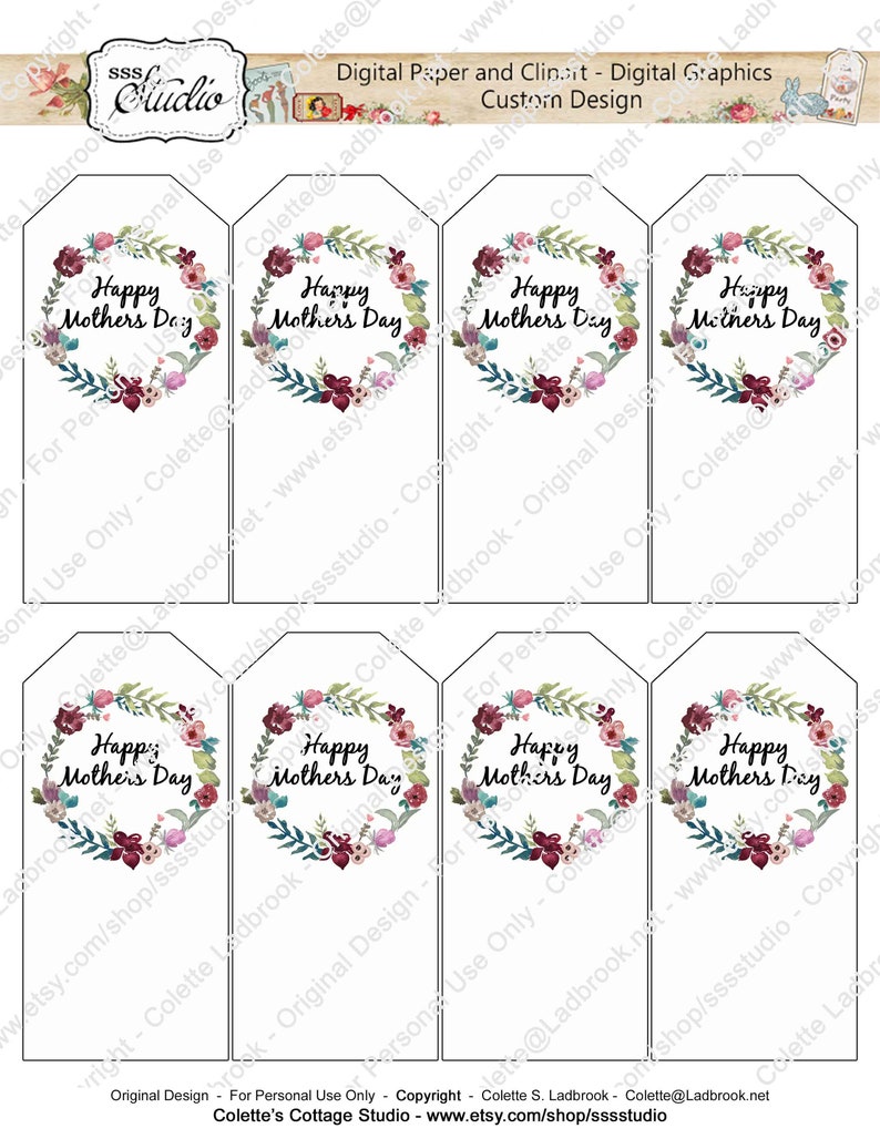 Mothers Day Tags Editable & Printable Gift Tags Digital - Etsy