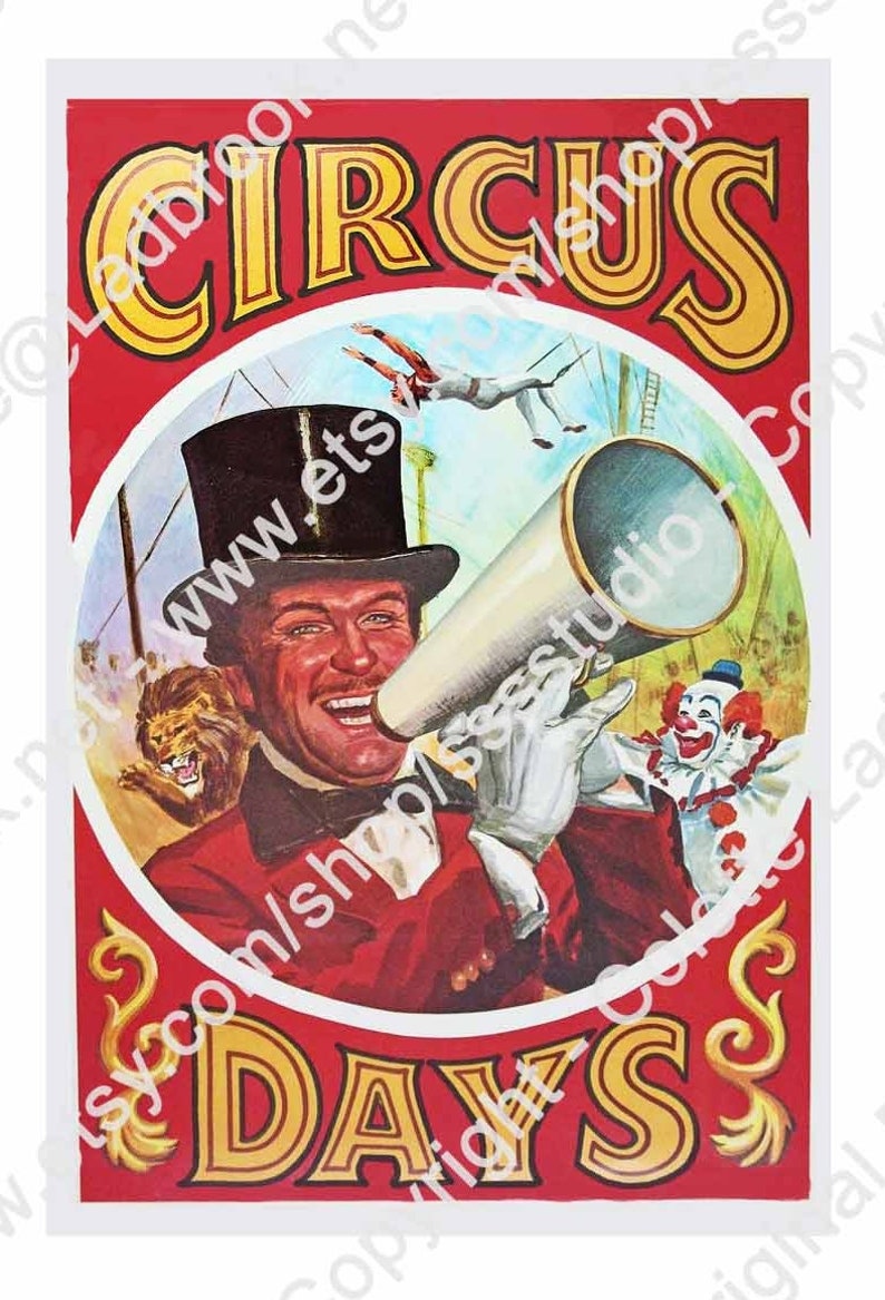 Six Very Large Vintage Circus Posters, Digital Files, Showman, Party or ...