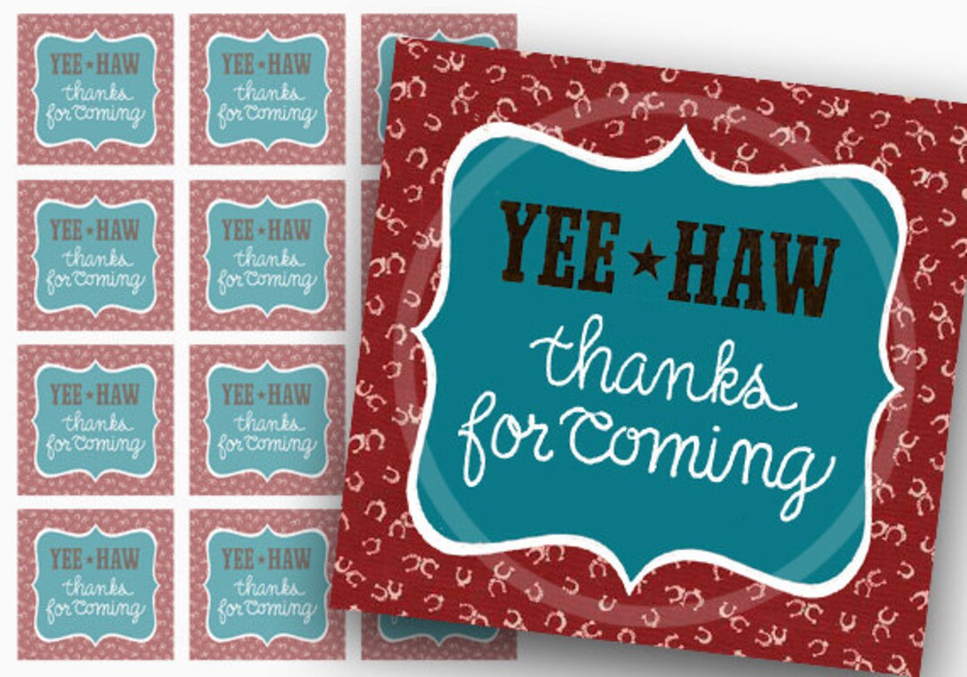 Western Square Gift Tags, Country Thanks, Yee Haw Favor Tags, Instant ...