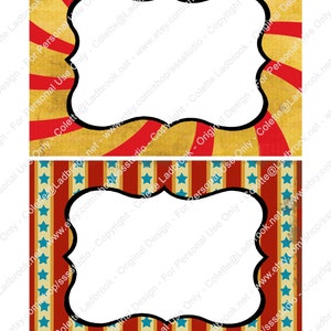 Circus Tent Cards, Printable, Editable Placecards, Carnival Signs ...