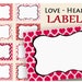 Valentine Labels Hearts Digital Labels Valentine Party Labels Printable ...