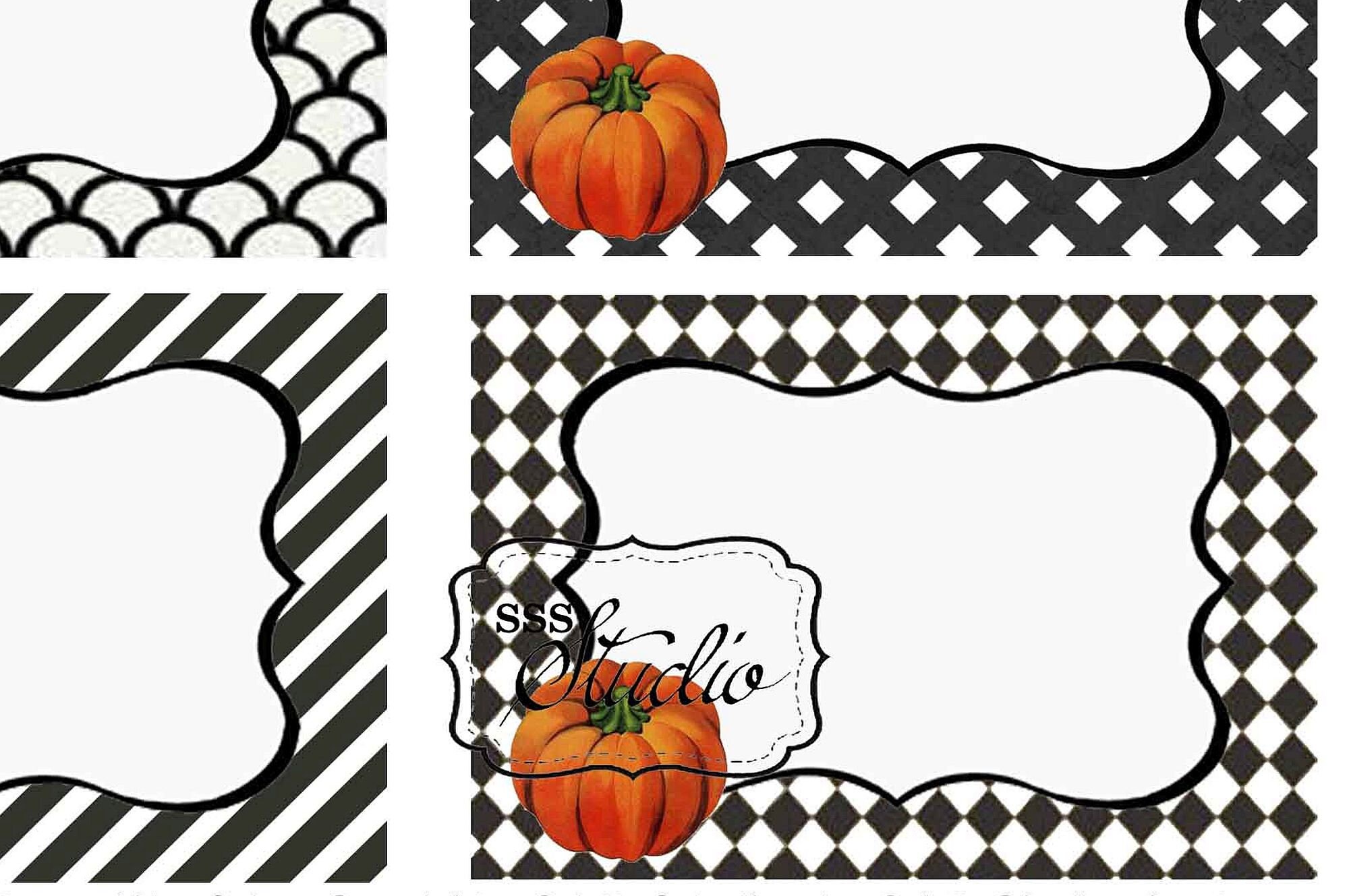 Thanksgiving Name Tags, Digital Pumpkin Labels, Fall Place Cards ...