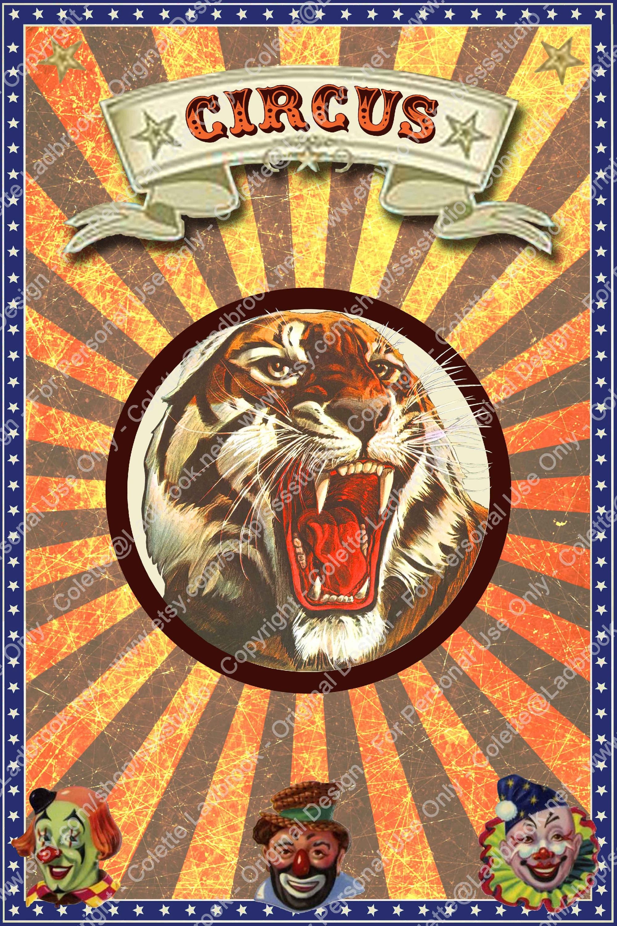 Large Circus Animal Posters, Digital Files, Showman Party, Carnival ...