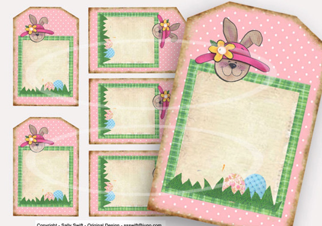 Easter Rabbit Tags Digital Easter Basket Tags, Instant Download Easter ...