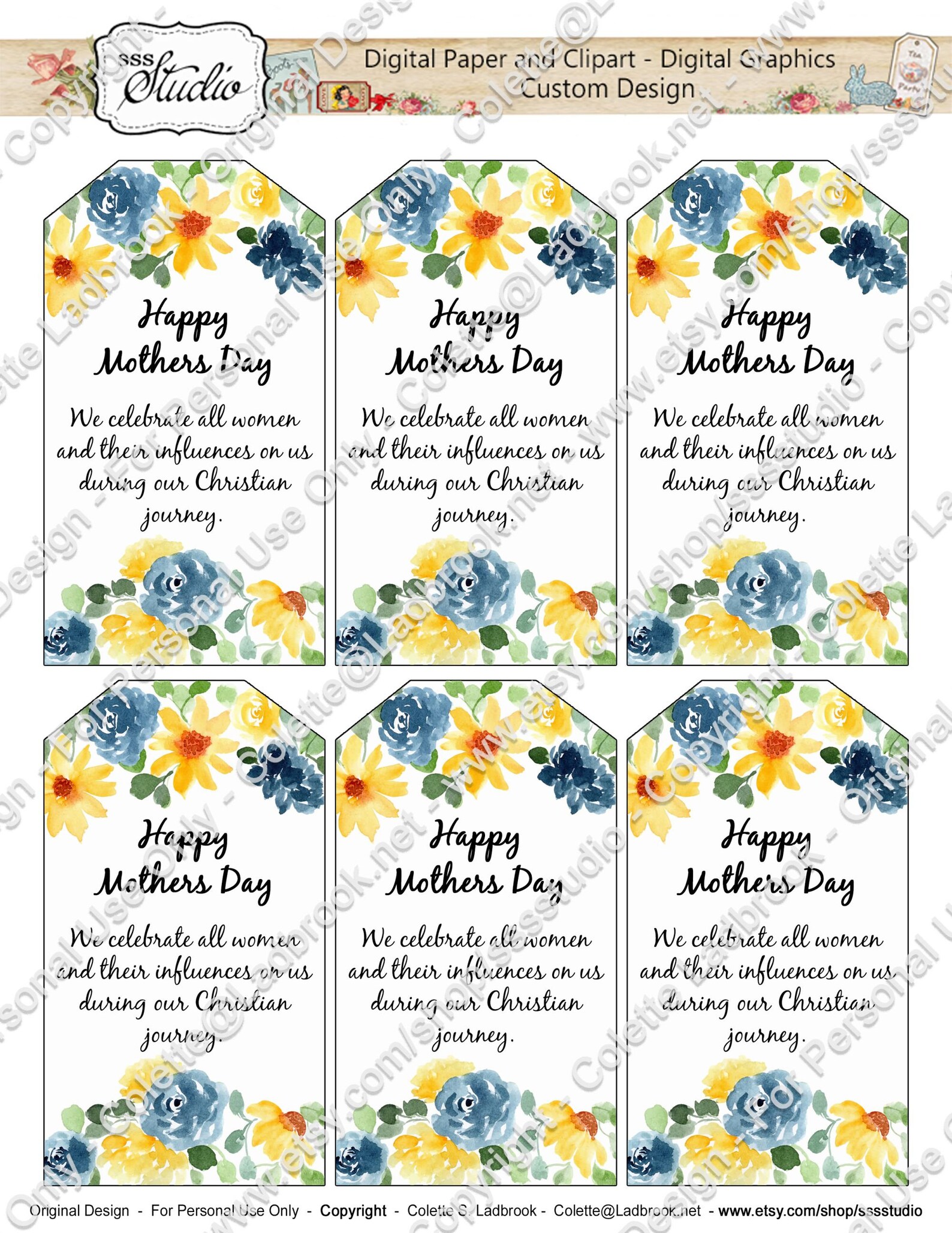 Mothers Day Tags, Printable Gift Tags, Digital Tags, Instant Download ...