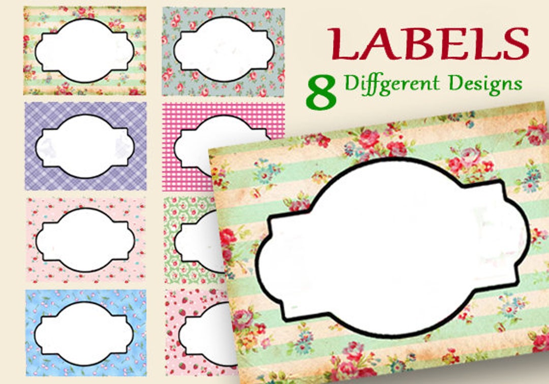 Floral Labels, Digital Food Labels, Tea Party Labels, Printable Gift ...