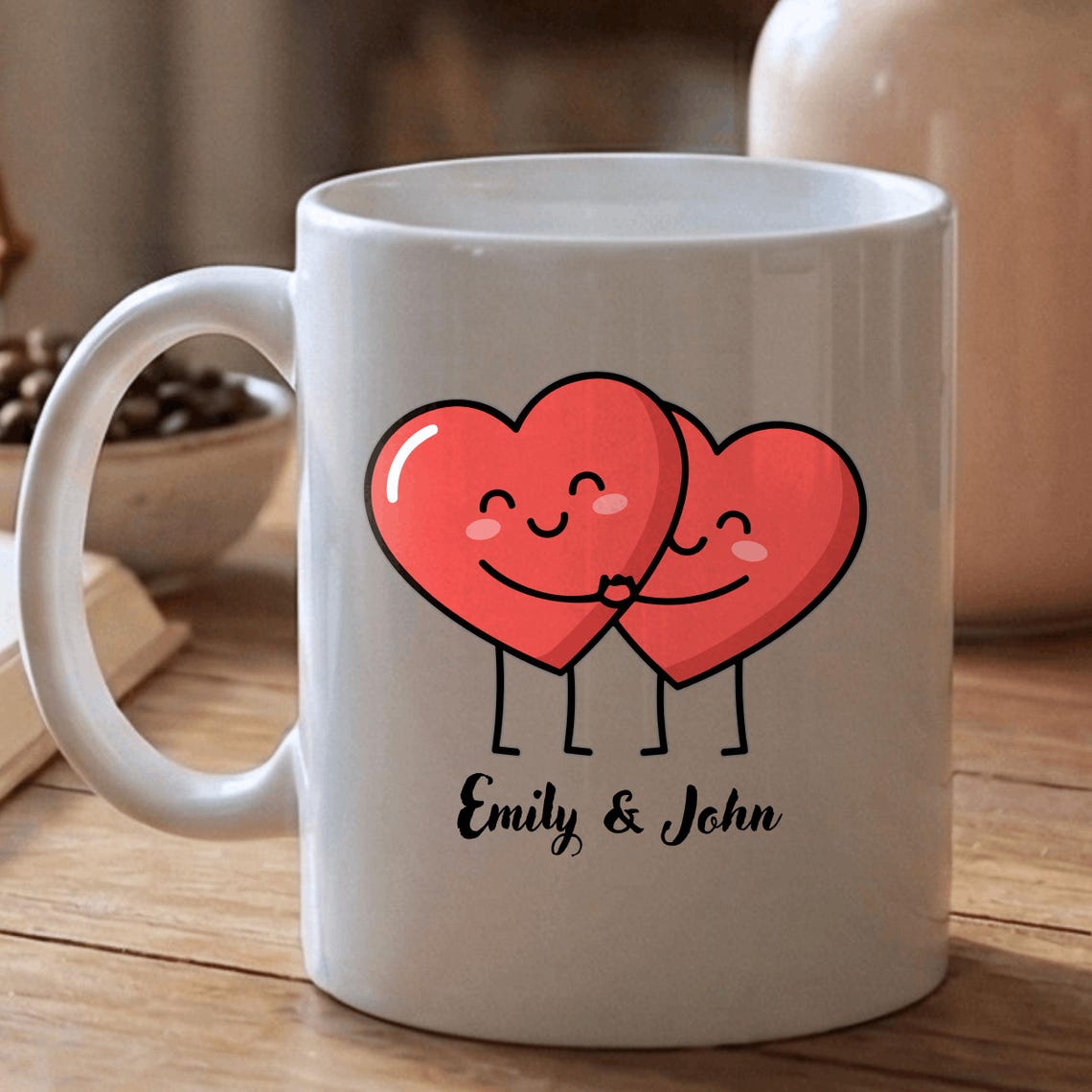 Personalized Couple Mug With Names, Romantic Heart Design Coffee Mug ...