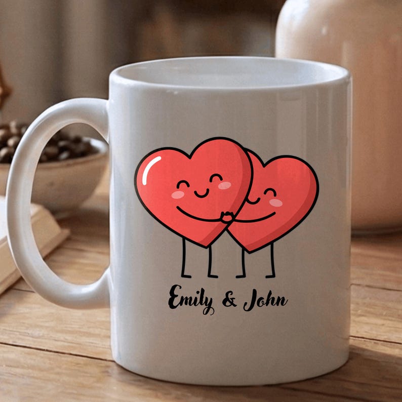 Personalized Couple Mug With Names, Romantic Heart Design Coffee Mug ...