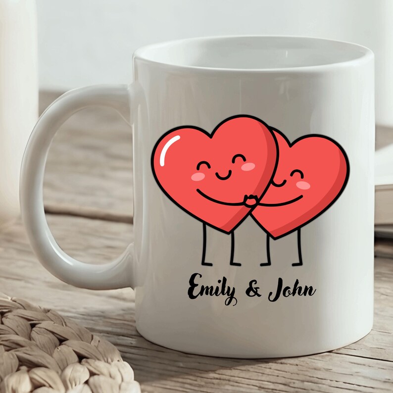 Personalized Couple Mug With Names, Romantic Heart Design Coffee Mug ...