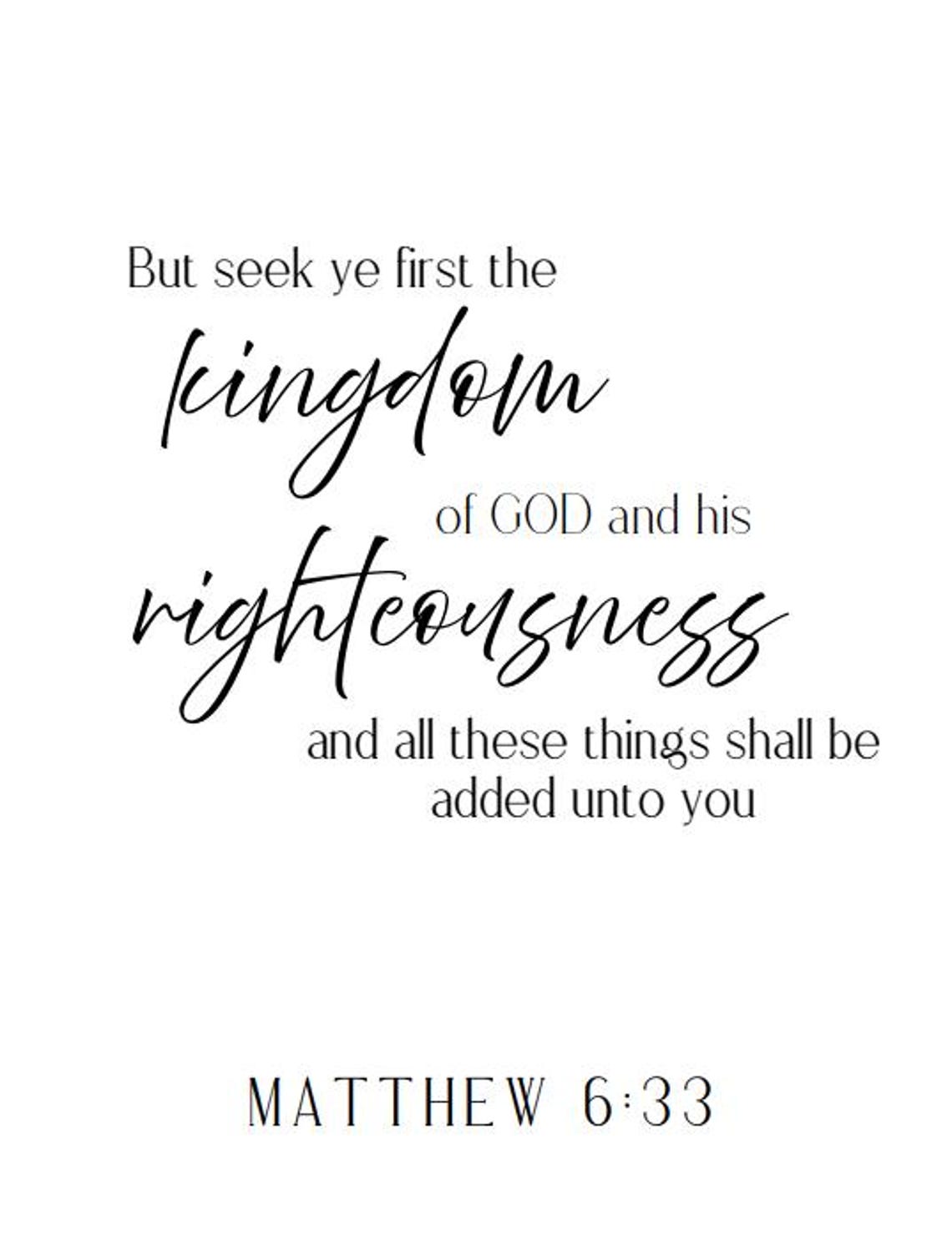 Matthew 6:33 Scripture Printable PDF 8.5x11' - Etsy