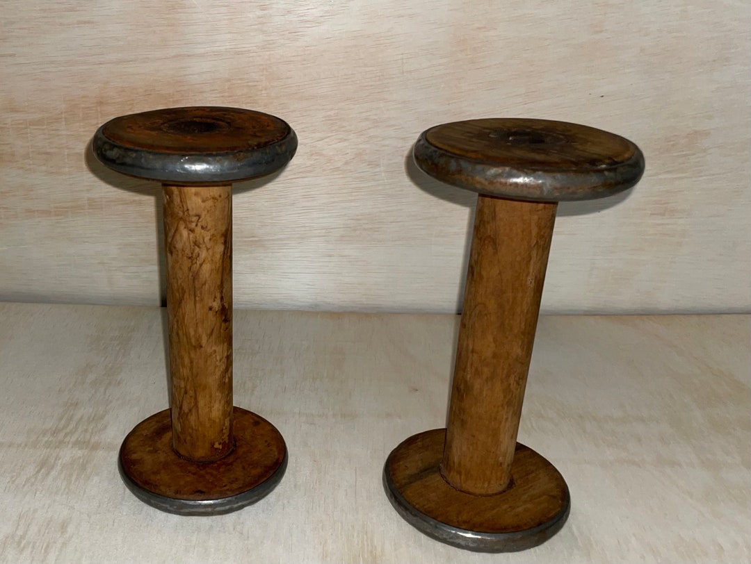 Pair of Vintage Wood Spools Primitive Spools - Etsy