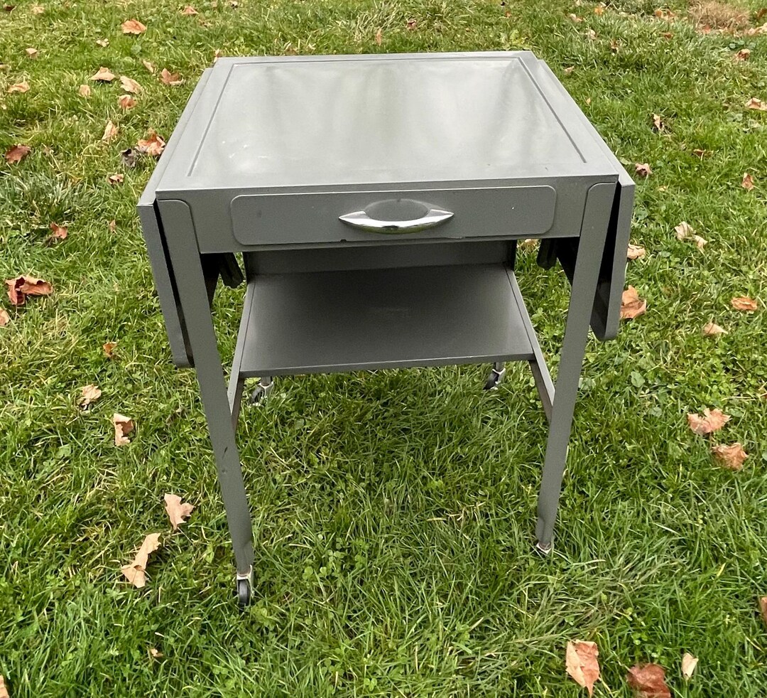 Vintage Industrial Metal Typing Table Cole Steel Drop Leaf Table ...