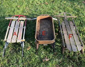 Vintage Rocket Plane Sled, Vintage Wood Sled, Metal Rails, Winter Decor ...