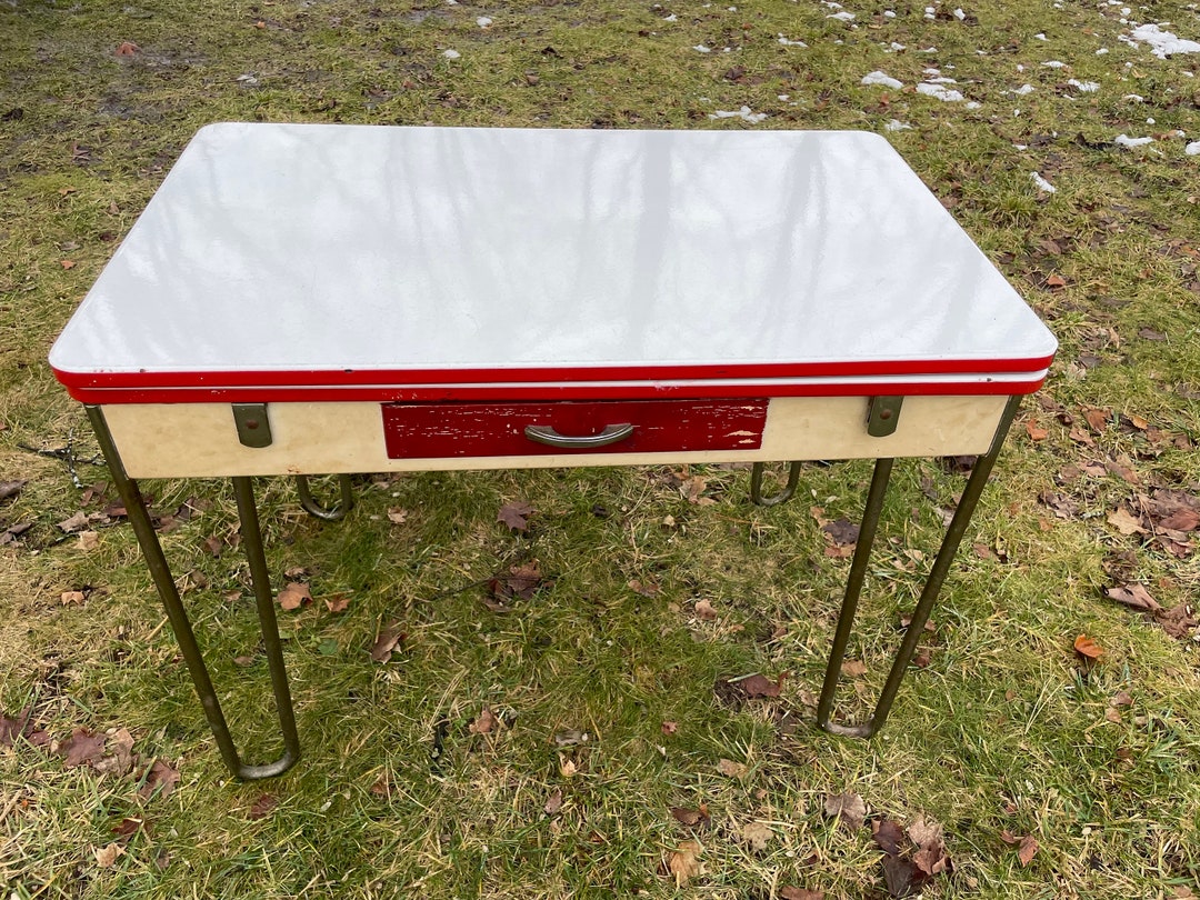 Enamel Top Table Vintage Kitchen Table - Etsy