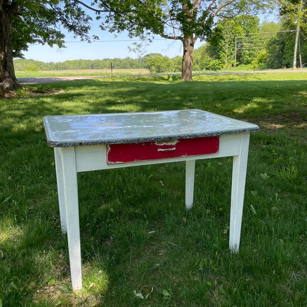 Small Enamel Kitchen Table - Etsy