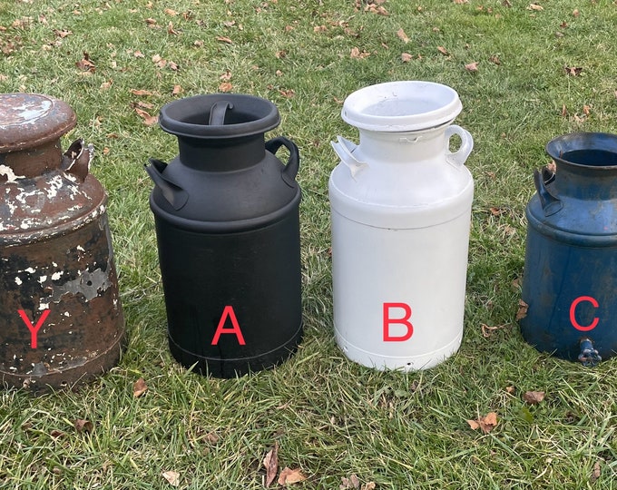 Large Rustic Antique Milk Cans, Vintage Milk Jug, Rusty Metal ...