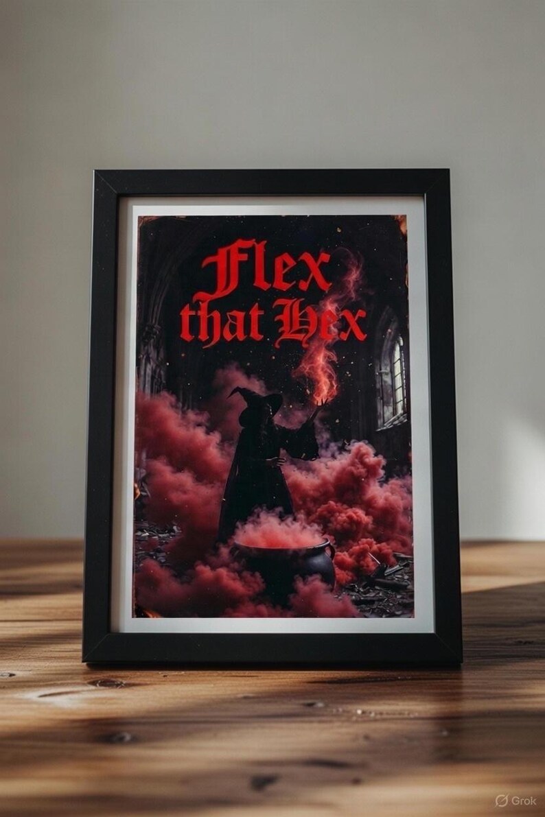 Flex That Hex Witch Art Print | Gothic Witch Wall Art | Female ...