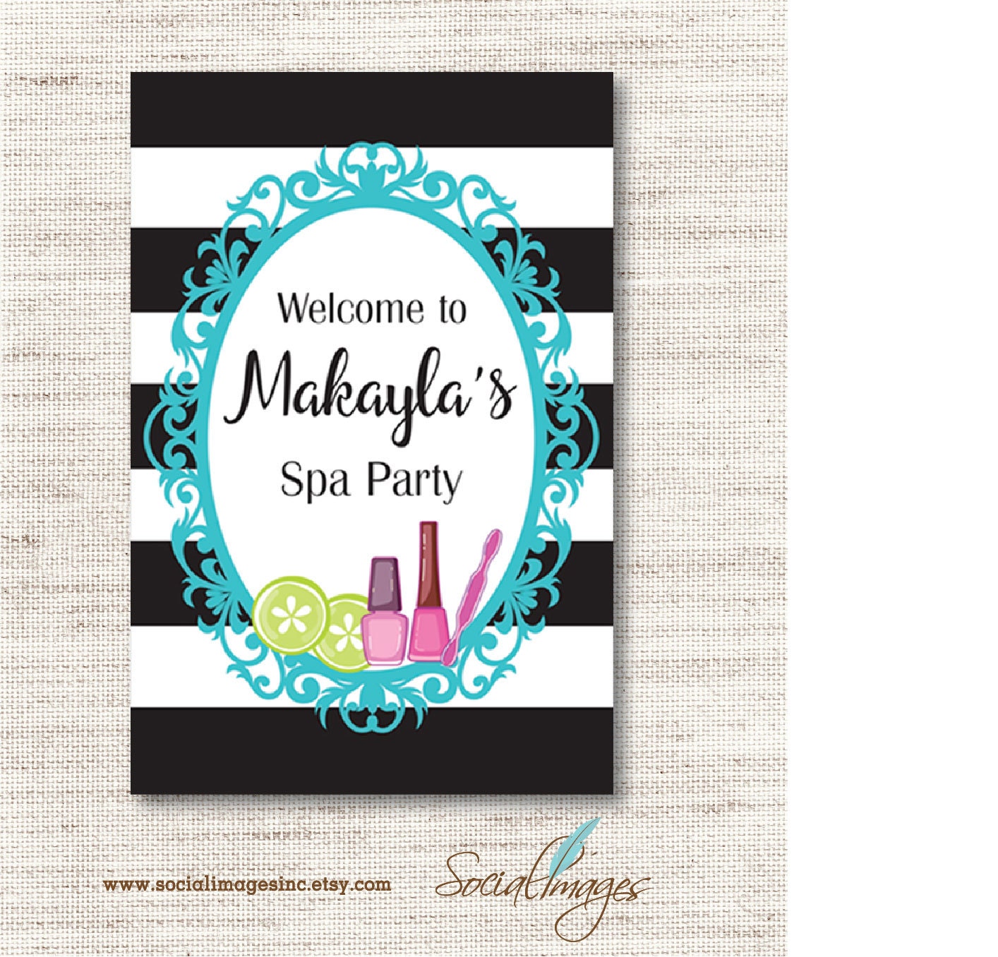 Spa Party Welcome Sign 24 x 36 or 20 X 30 DIGITAL FILE | Etsy