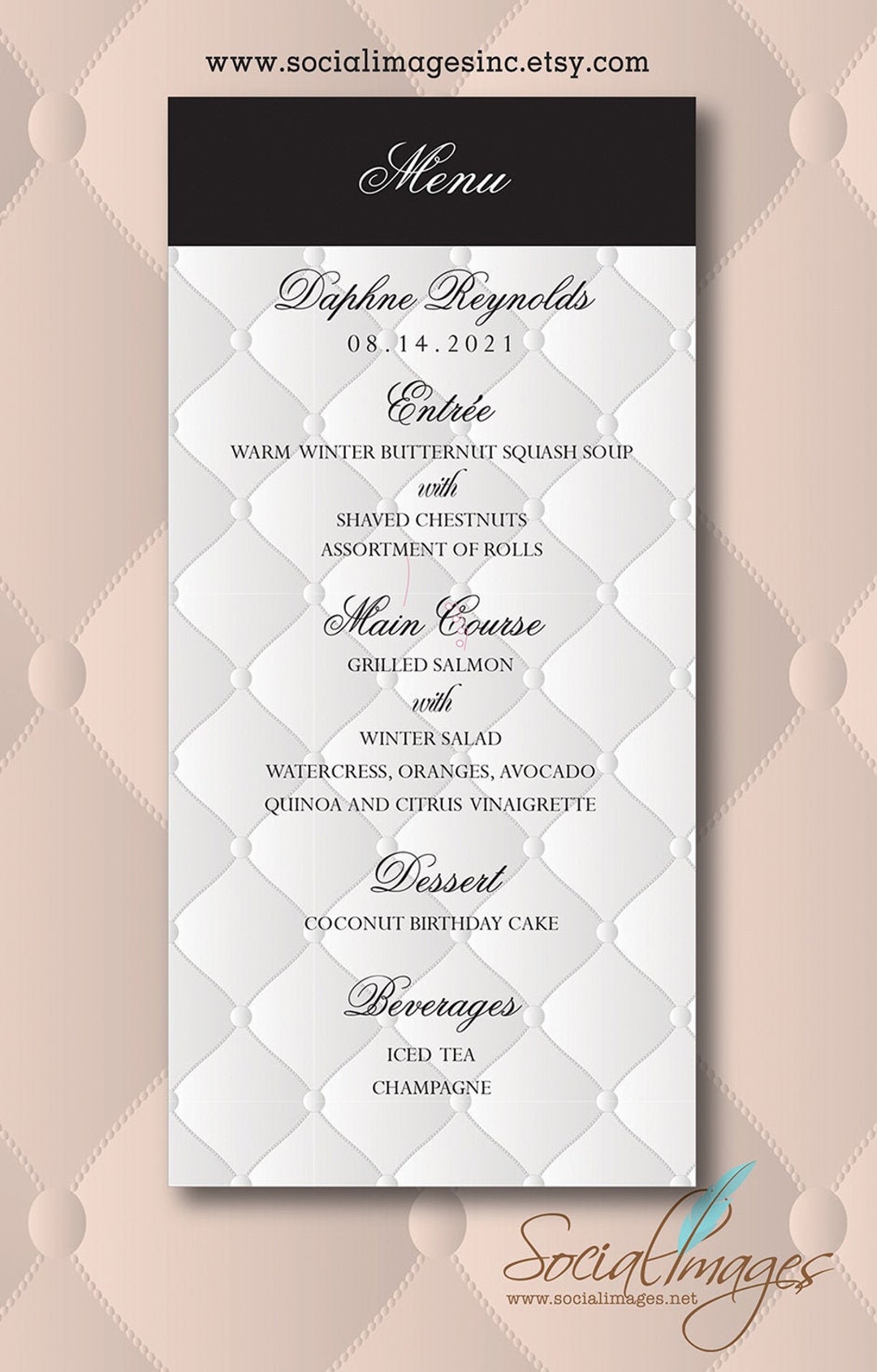 Designer Inspired Personalized Menu Digital/printable File - Etsy