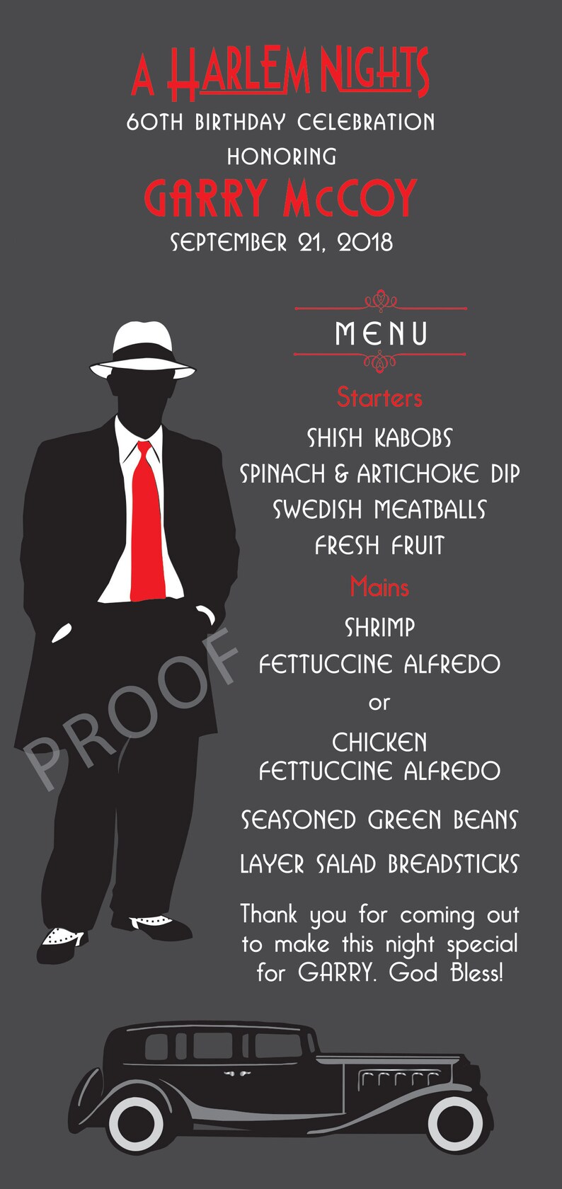 RESERVED listing for Cathy Harlem Nights Party Menu PRINTED | Etsy