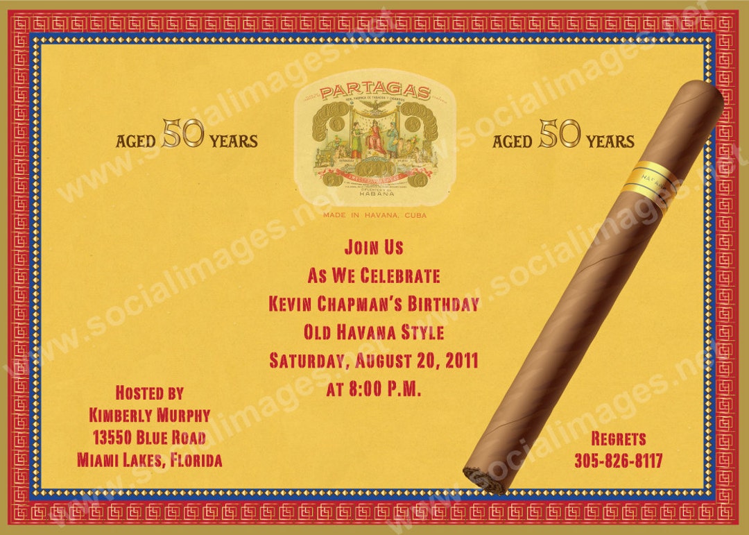 Cigar Box Label Party Invitation QTY. 25-100 Pricing Includes PRIORITY ...
