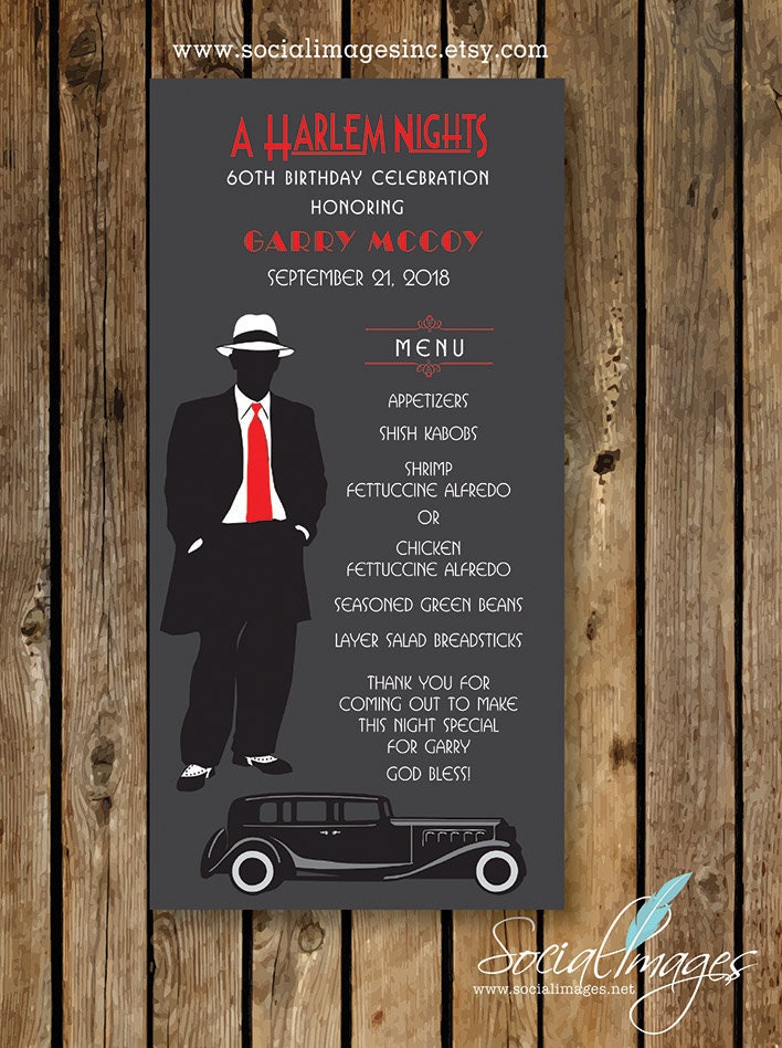 HARLEM NIGHTS Party MENU - Digital/printable File #1989 - Etsy