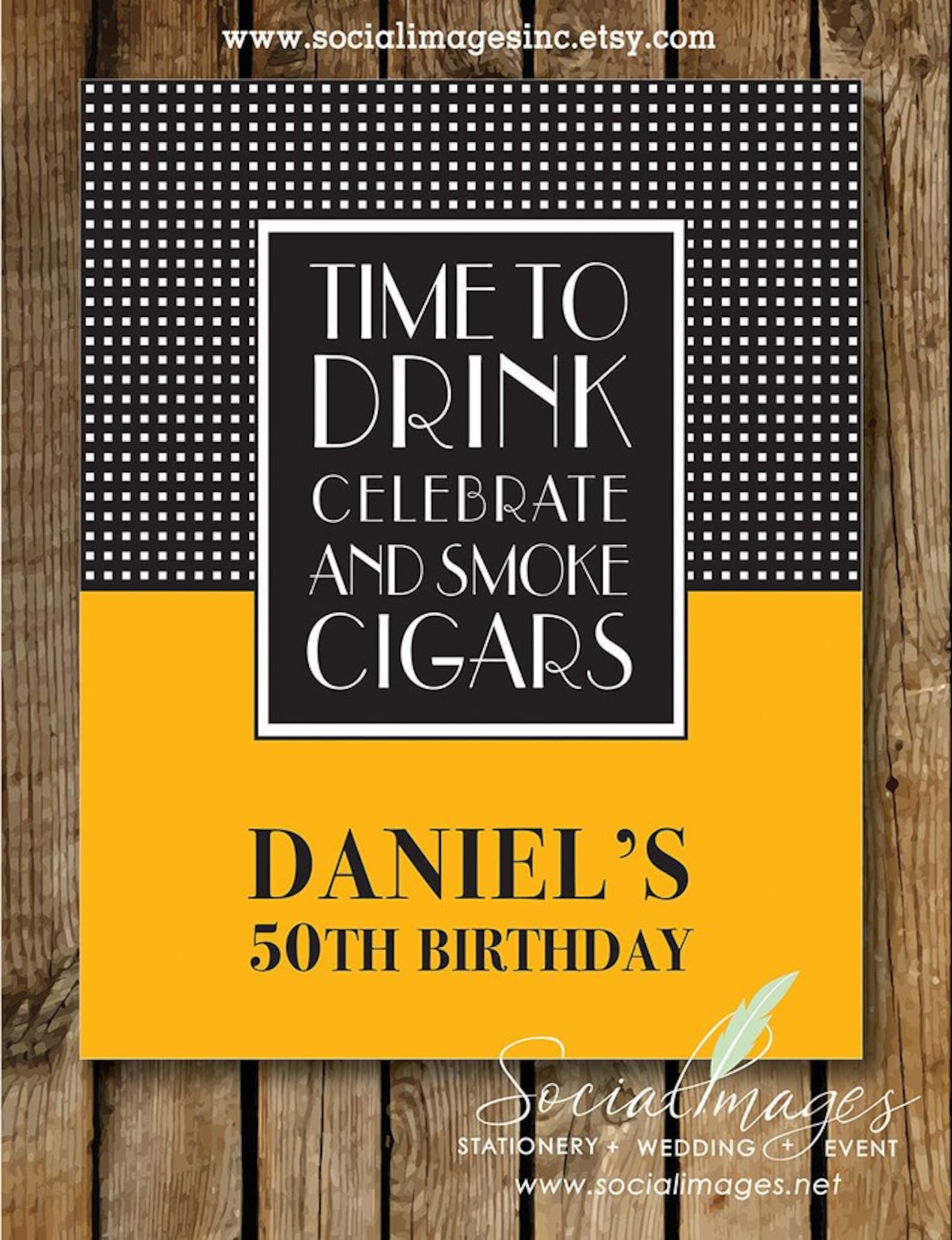 Time to Drink & Smoke Cigars Sign 8" X 10" PERSONALIZED - DIGITAL FILE ...
