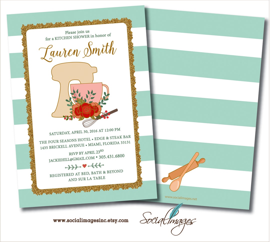 KITCHEN SHOWER INVITATION Kitchen Bridal Shower Invitation Printed or ...