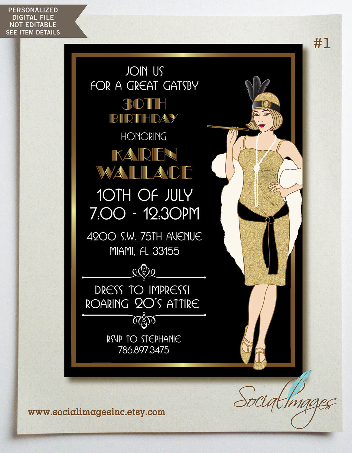 Invitations & Announcements Templates Birthday Invitation Flapper ...