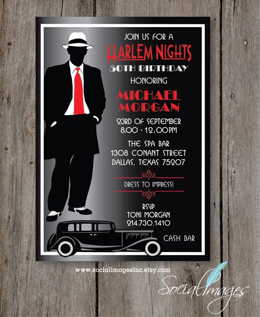 Harlem Nights Birthday Party Invitation PRINTED 5 X 7 1989 | Etsy