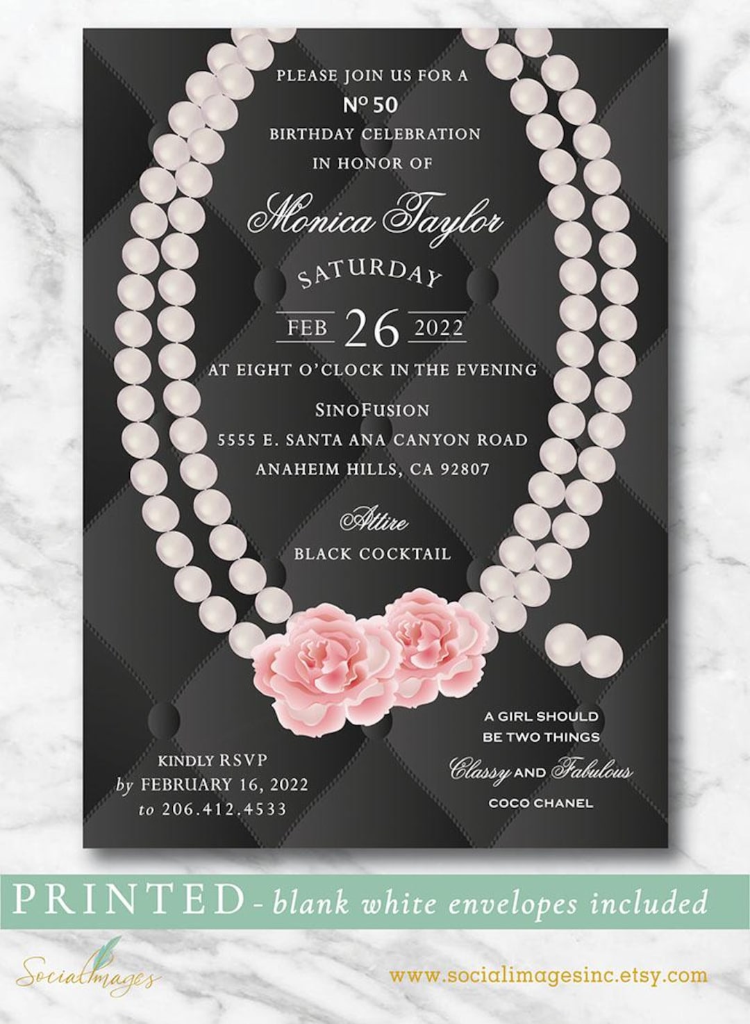 Chic Designer Inspired Birthday Invitation - PRINTED, CC819 - Etsy