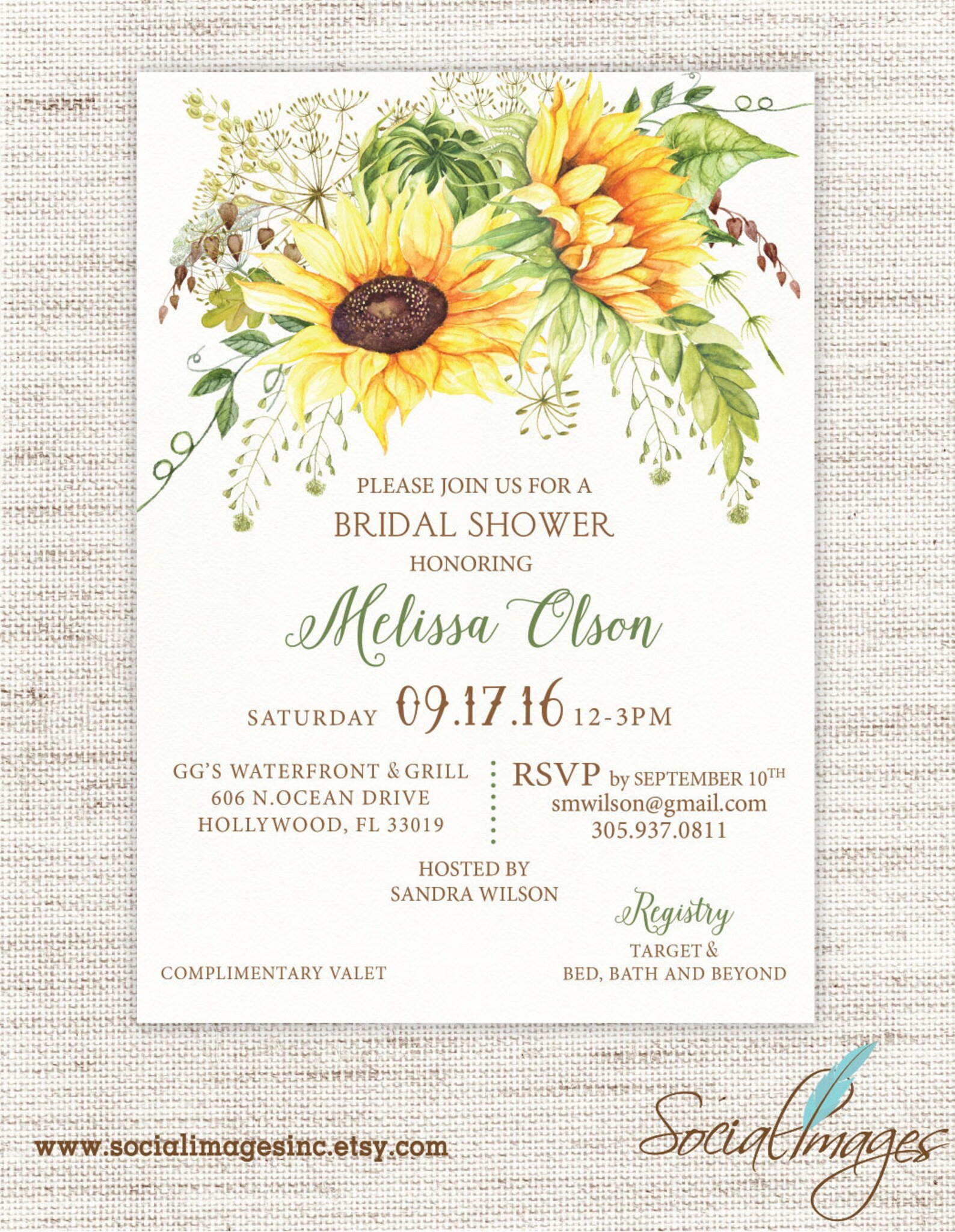 Sunflower Bridal SHOWER INVITATION Wedding Shower Invitation - Etsy