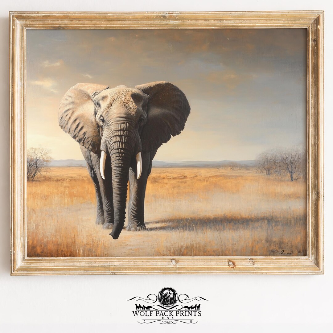 Majestic Elephant Printable Wall Art - Realistic Safari Landscape ...