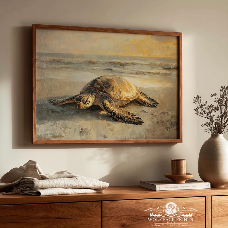 Printable Loggerhead Sea Turtle Painting - Coastal Beach Serenade Wall ...
