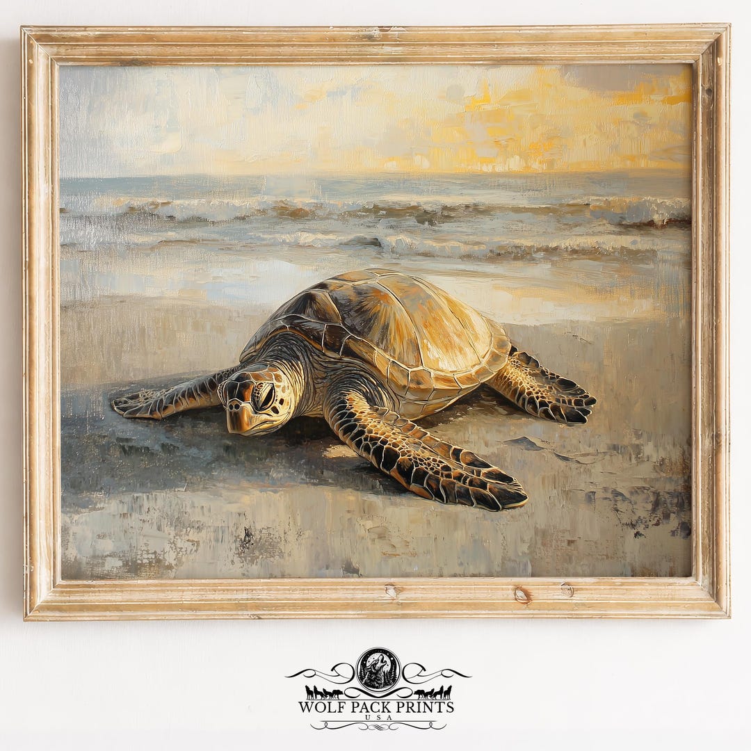 Printable Loggerhead Sea Turtle Painting - Coastal Beach Serenade Wall ...