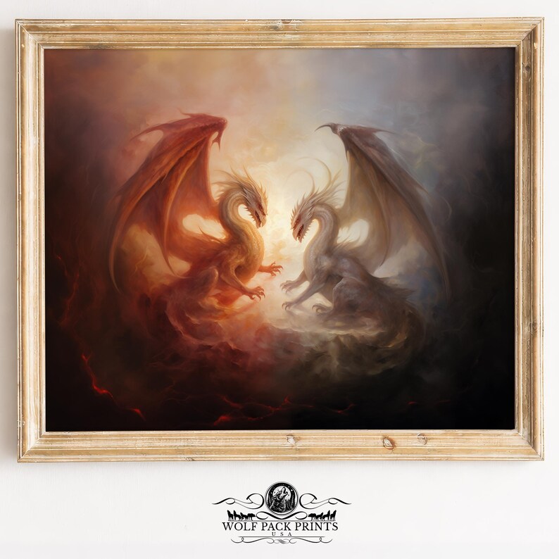 Printable Fantasy Dragon Heart Silhouette - Moody Romantic Wall Art ...