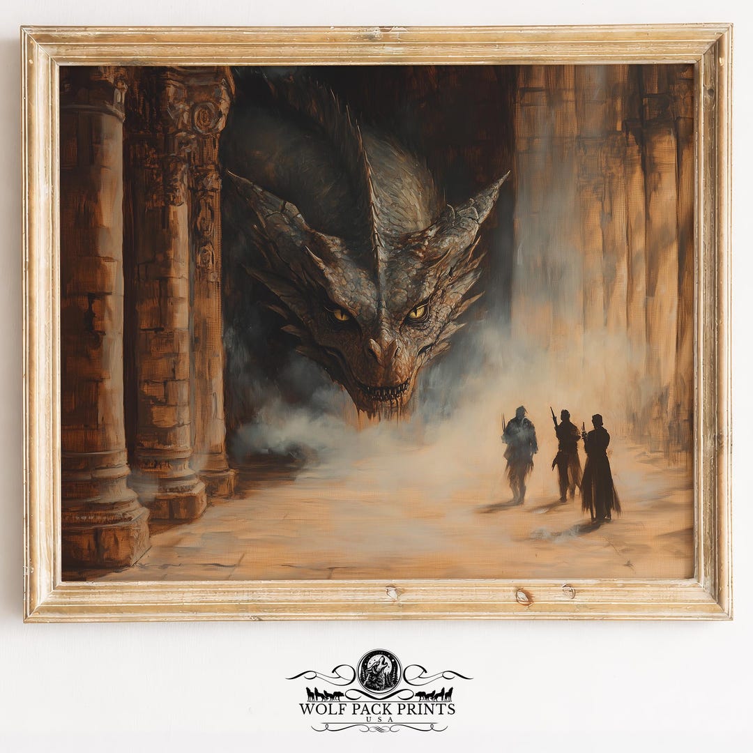 Dark Fantasy Dragon Printable Art - Epic Chained Beast in Ancient Arena ...