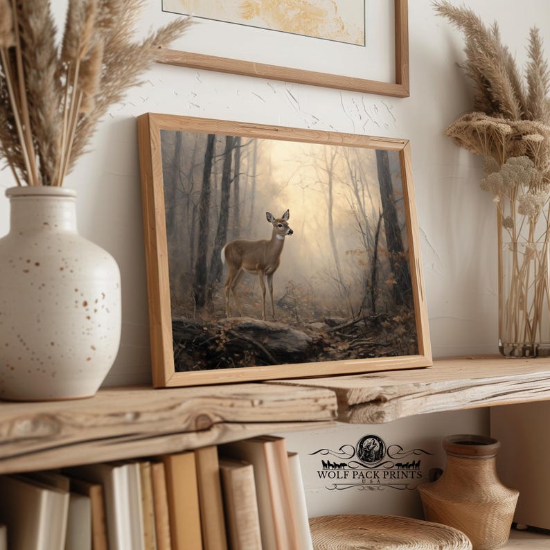 Moody White-tailed Deer in Misty Appalachian Woodlands - Rustic Forest ...